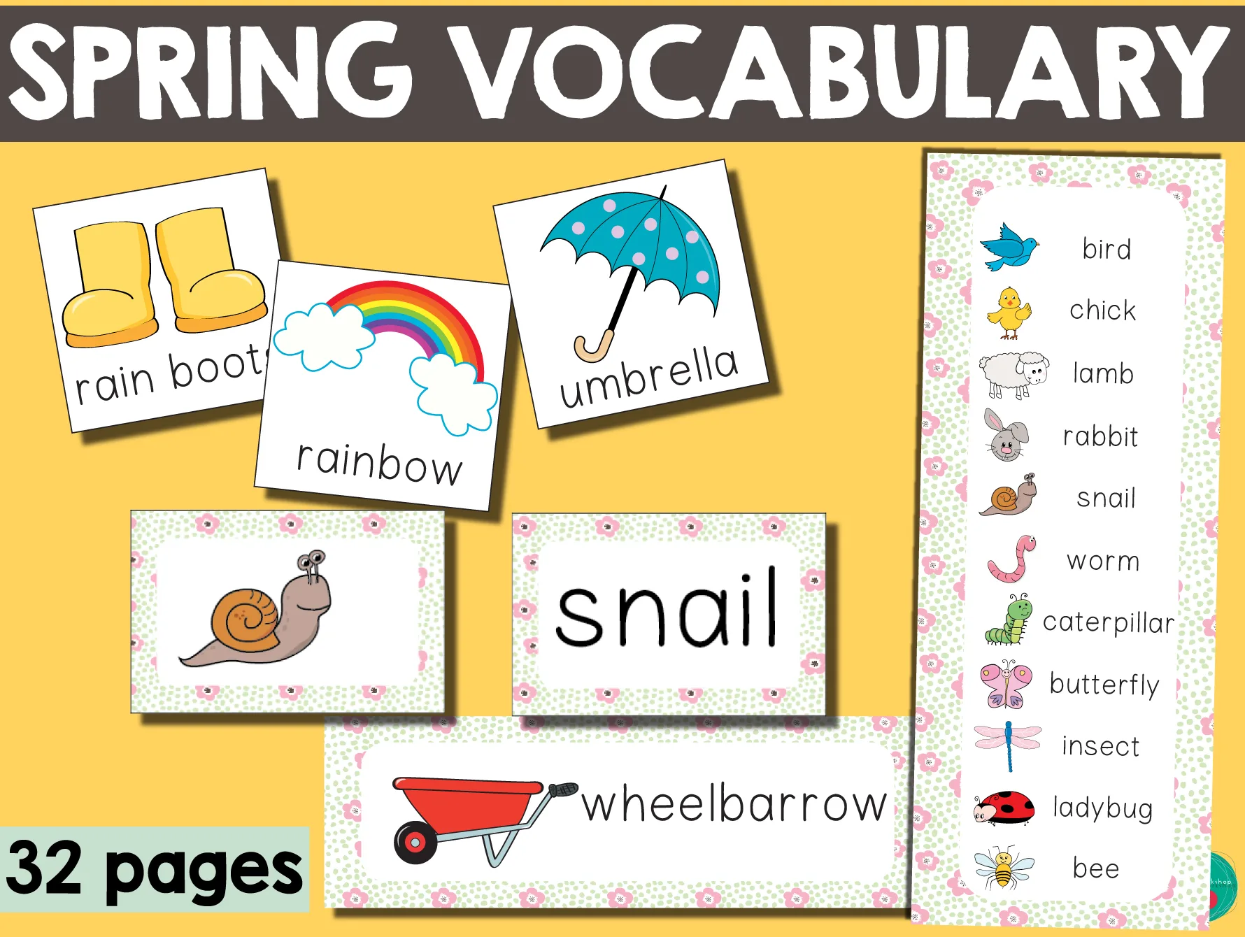 Spring Vocabulary Cards by Teach Simple