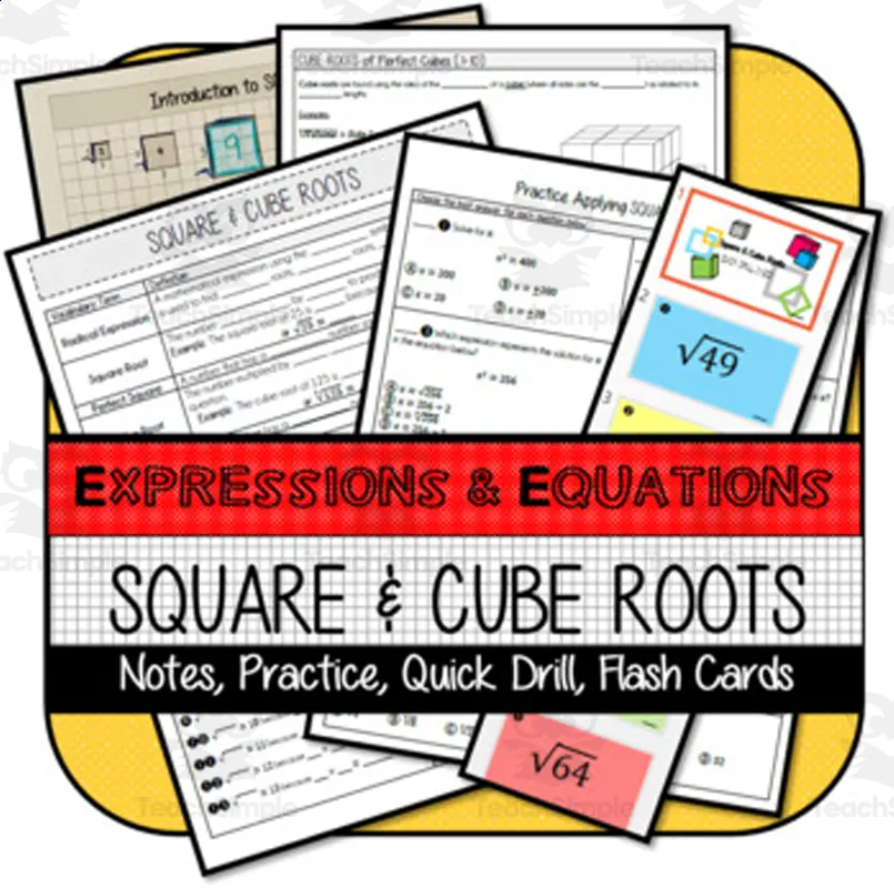 Square & Cube Roots Notes, Practice, Quick Drill, Flash Cards by Teach ...