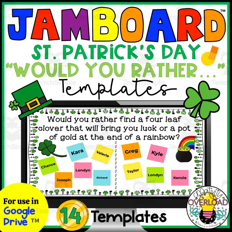 St. Patrick's Day Jamboard Templates by Teach Simple