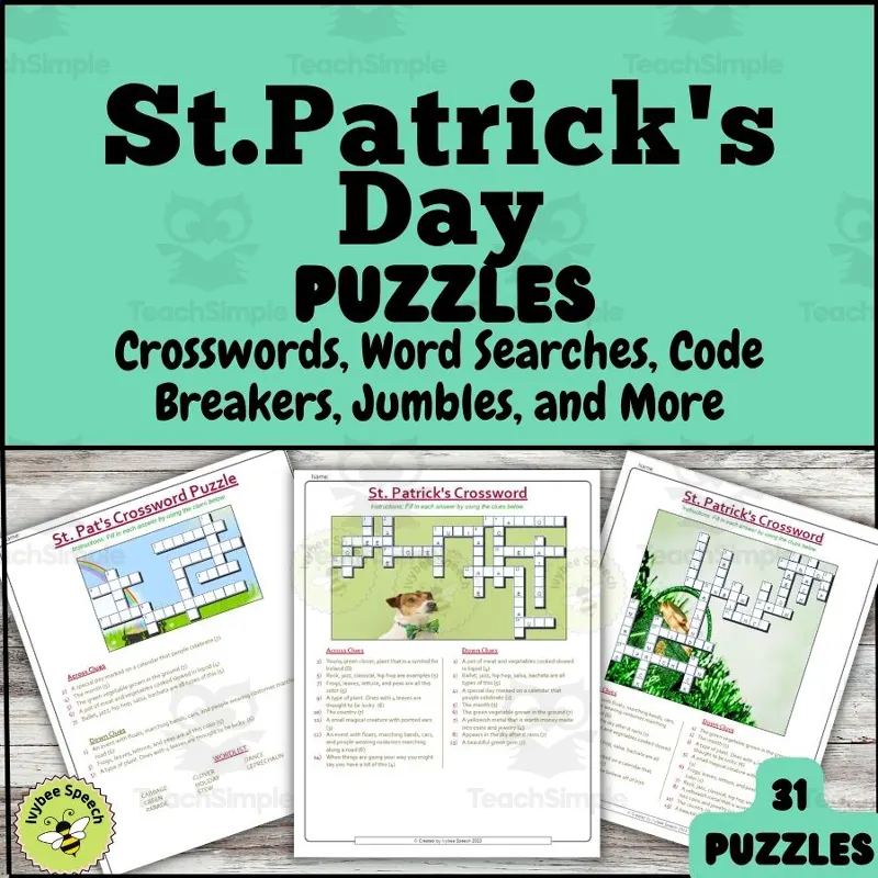St. Patrick's Day Puzzles- Crosswords, Word Searches, Codebreakers ...