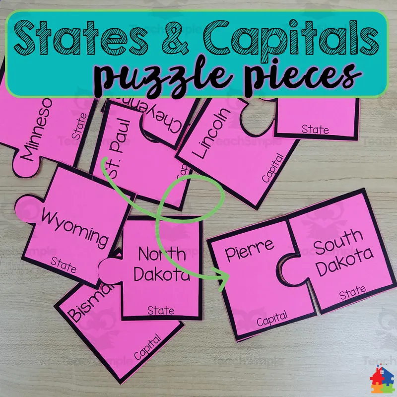 States and Capitals Puzzle by Teach Simple