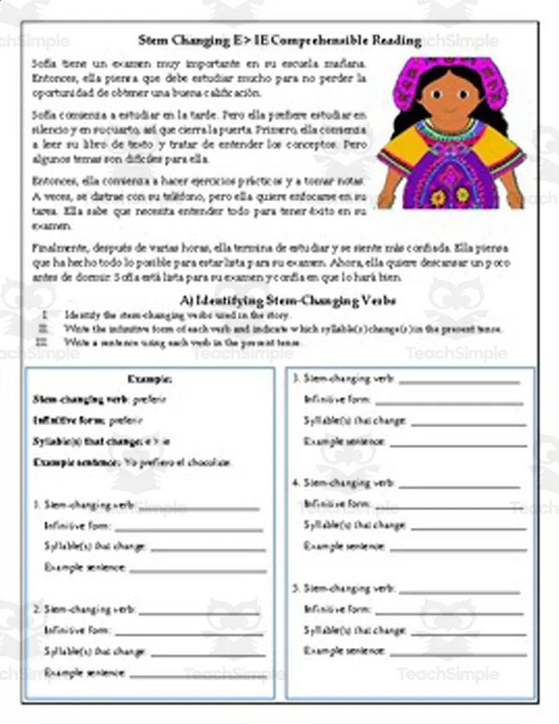Stem Changing E > IE Comprehensible Reading by Teach Simple
