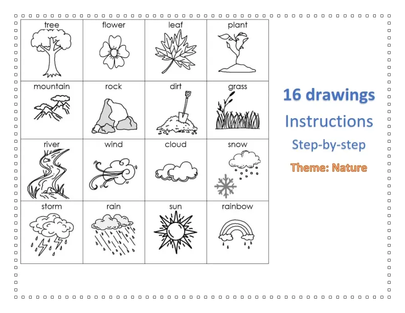 Step-By-Step Art: 16 Nature/Weather Drawings by Teach Simple