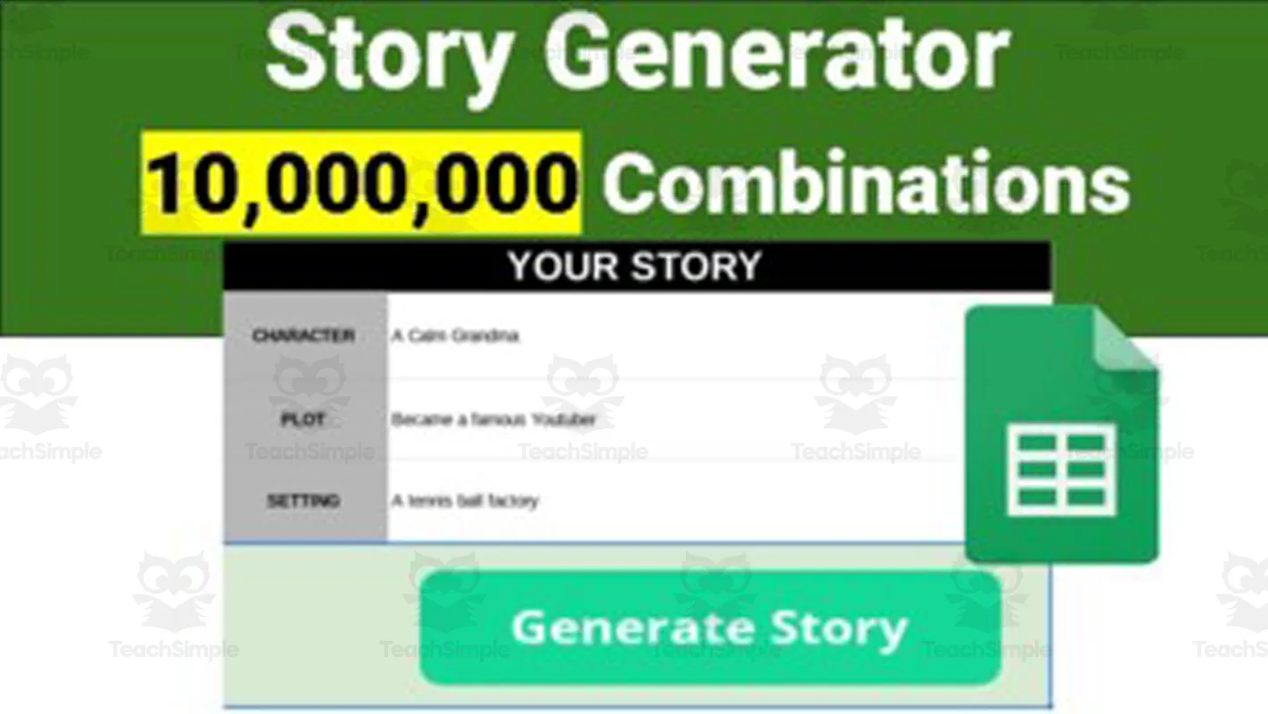Story Generator: 10,000,000 Combinations (Google Sheets) by Teach Simple