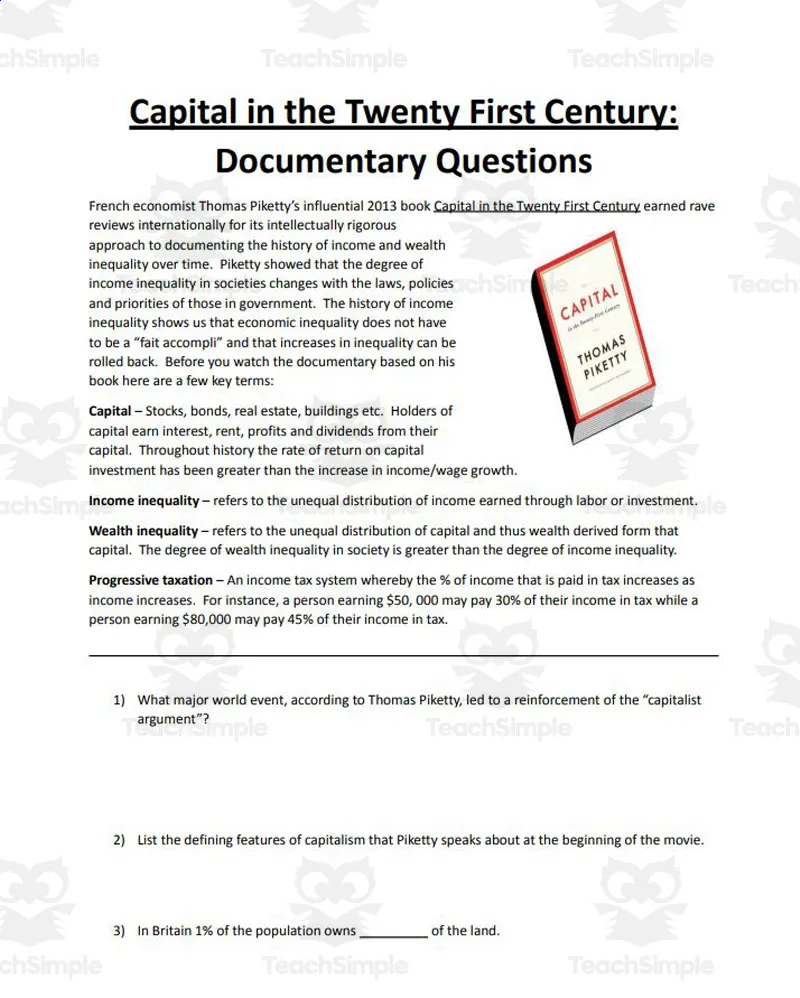 Study of Capital in the Twenty First Century Documentary by Teach Simple