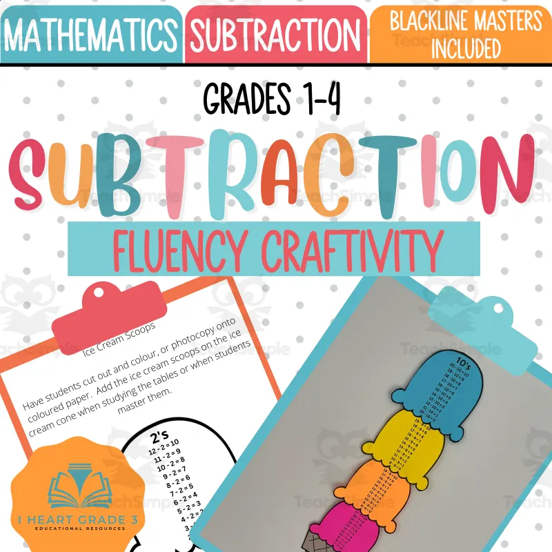 Subtraction Fluency Craftivity by Teach Simple