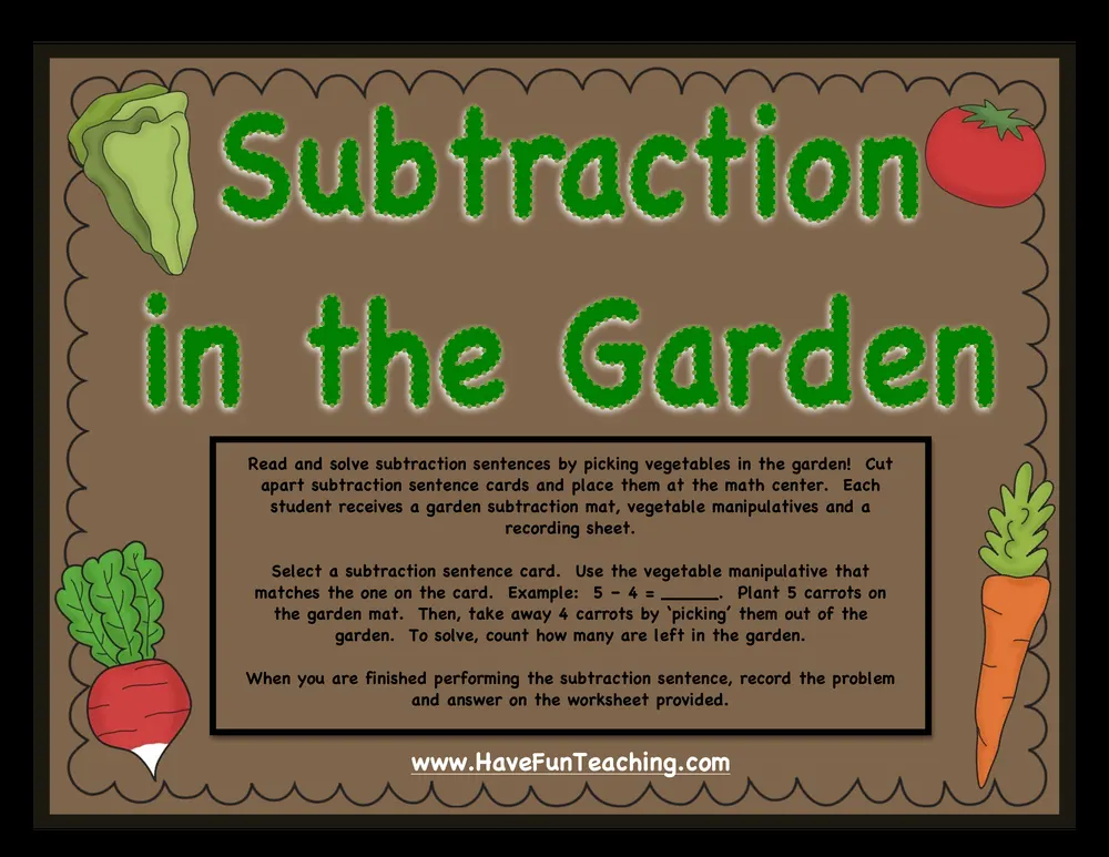 Subtraction in the Garden Subtraction Activity by Teach Simple