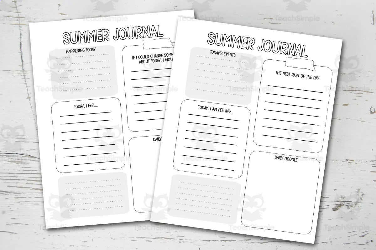 Summer Journal Pages, End of Year Craft, Take Home Writing Activity for ...