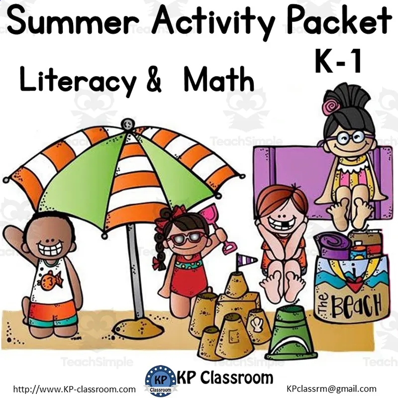Summer No Prep Literacy and Math Activity Packet for K-1 by Teach Simple