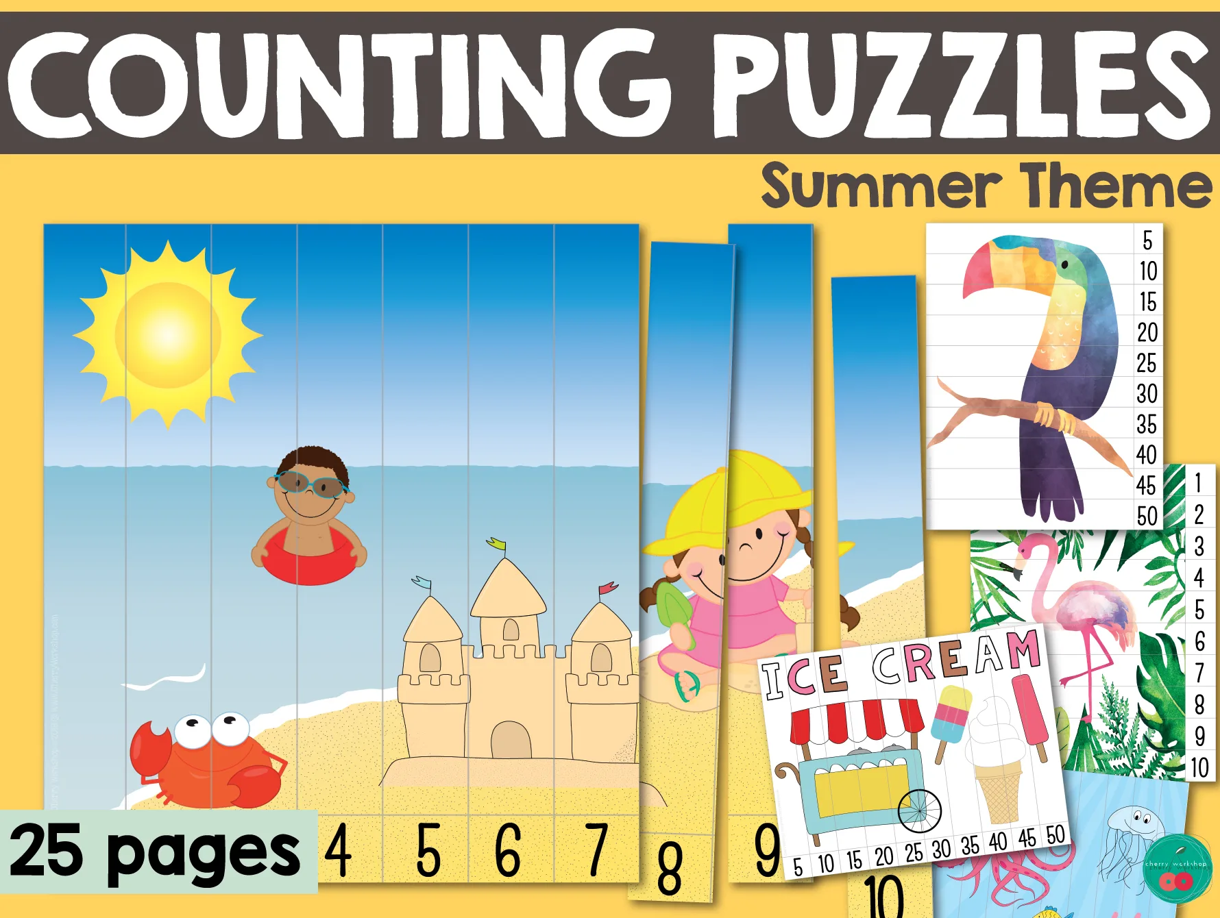 Summer Number Sequence Puzzles by Teach Simple