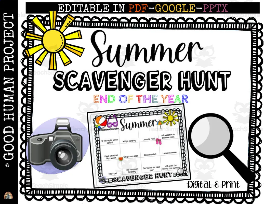 Summer Scavenger Hunt | End of the Year Activity by Teach Simple