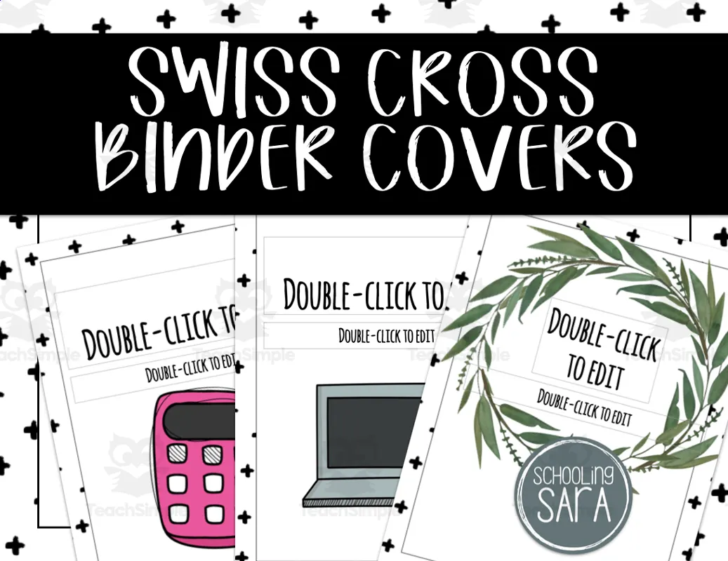 Swiss Cross Editable Binder Covers by Teach Simple