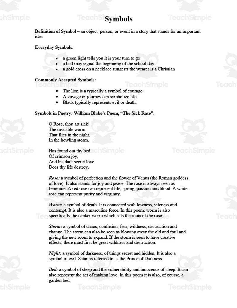 Symbolism Definitions and Examples by Teach Simple