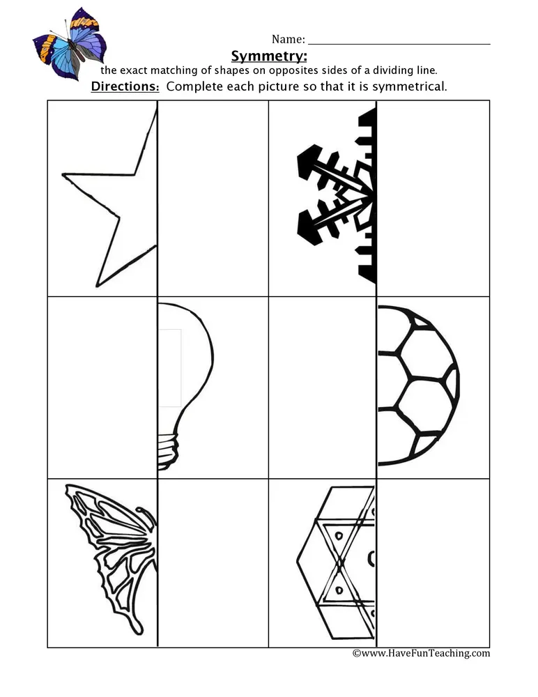 Symmetry Worksheet by Teach Simple
