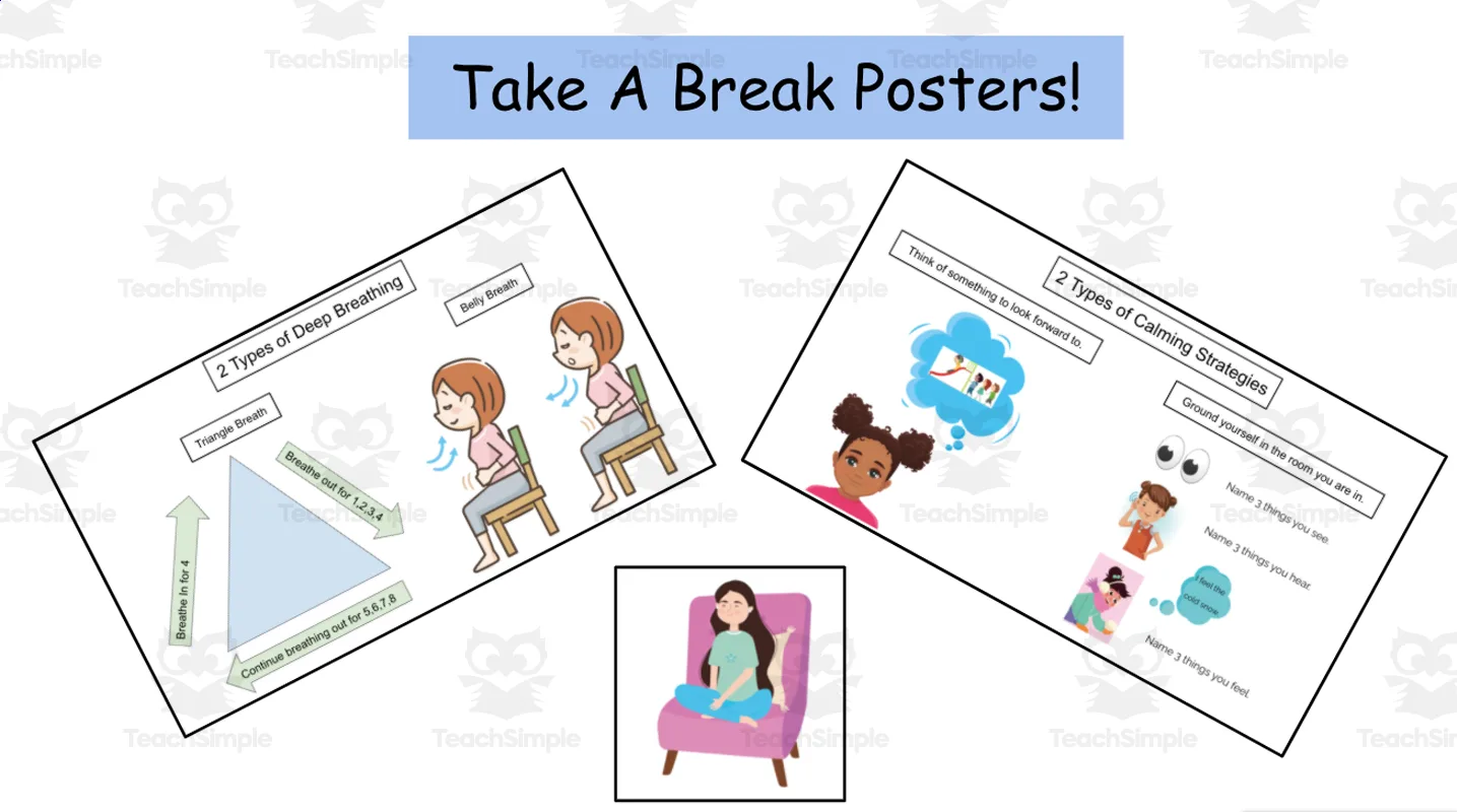 Take A Break or Reset (Calm Down) Posters for calm down areas in the ...