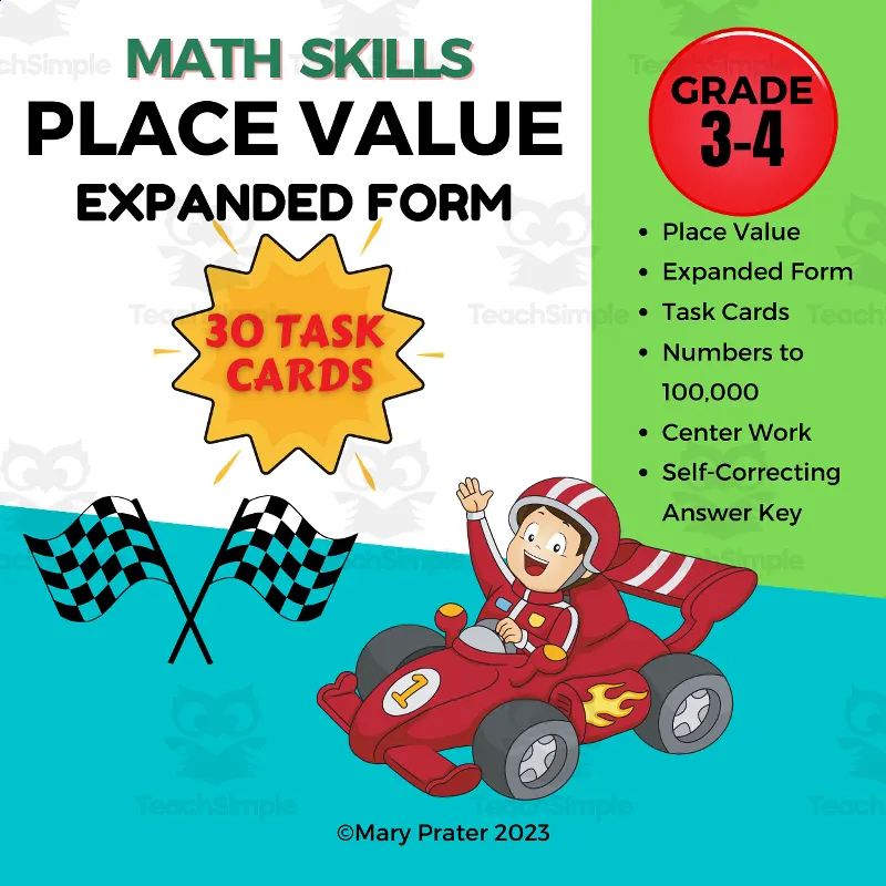 Task Card: Place Value Expanded Form by Teach Simple