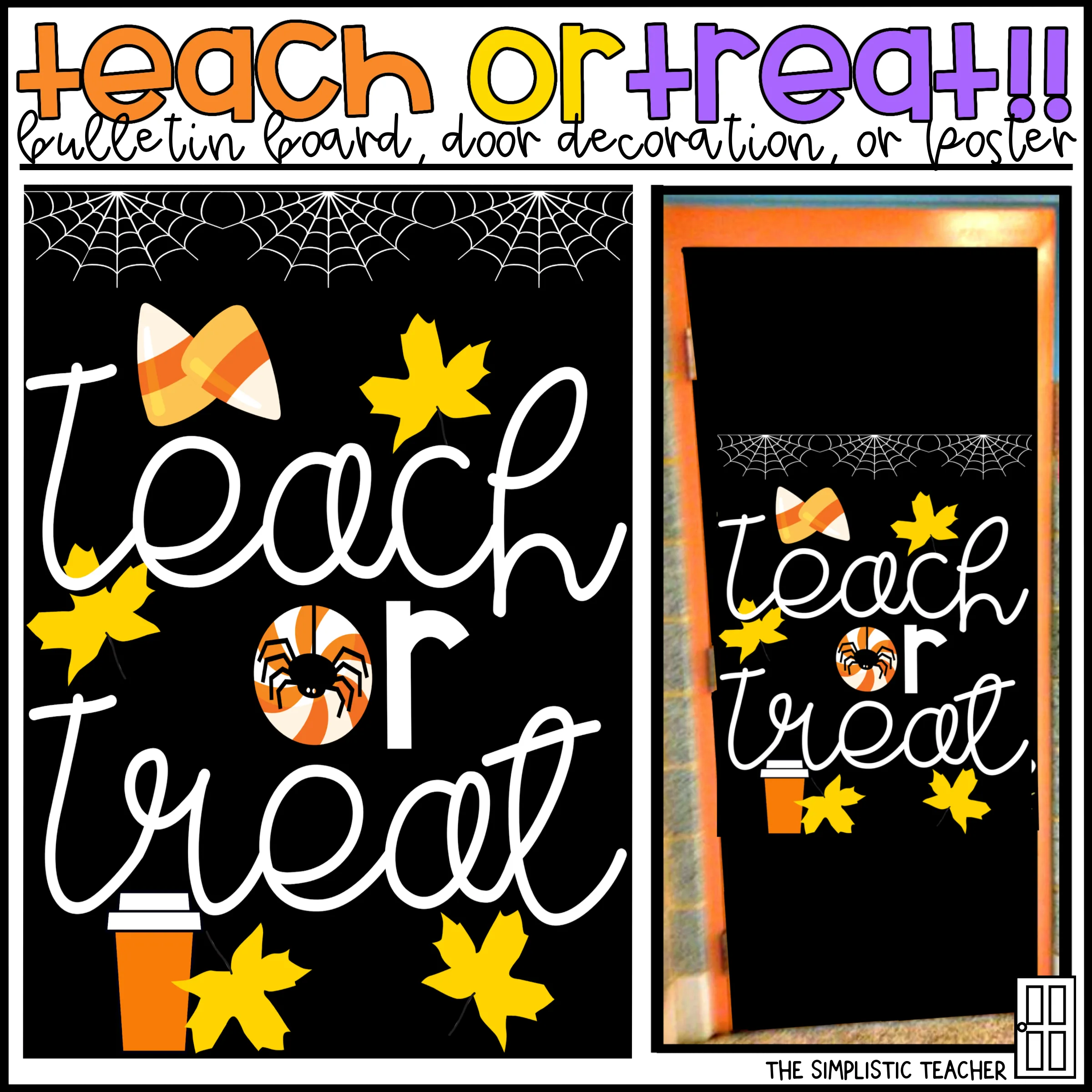 Teach or Treat Halloween Bulletin Board Kit, Door Decoration Set, or ...