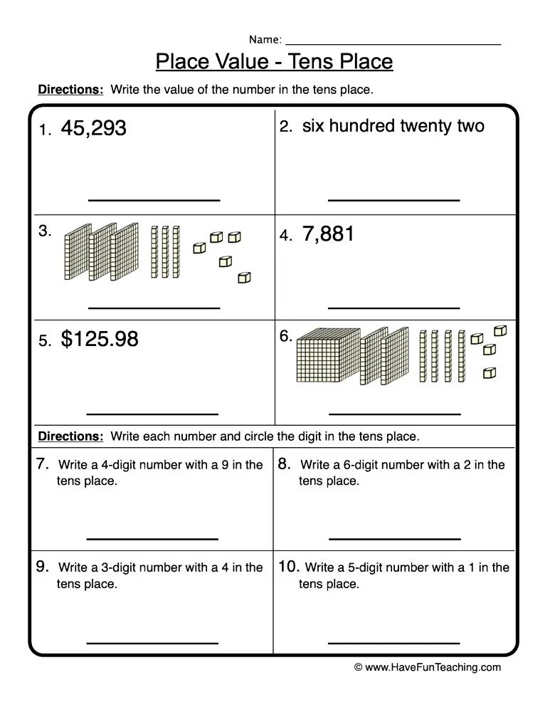 Ten More And Ten Less Worksheets - Adriansonfifth