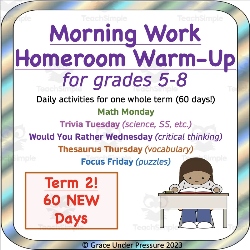 Term 2 Critical Thinking: Morning Work Warm-Ups: 60 More Days! by Teach ...