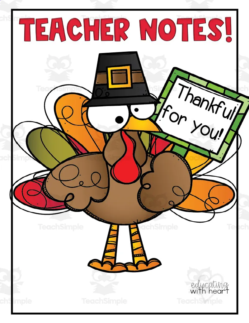 Thankful for You Teacher Notes by Teach Simple