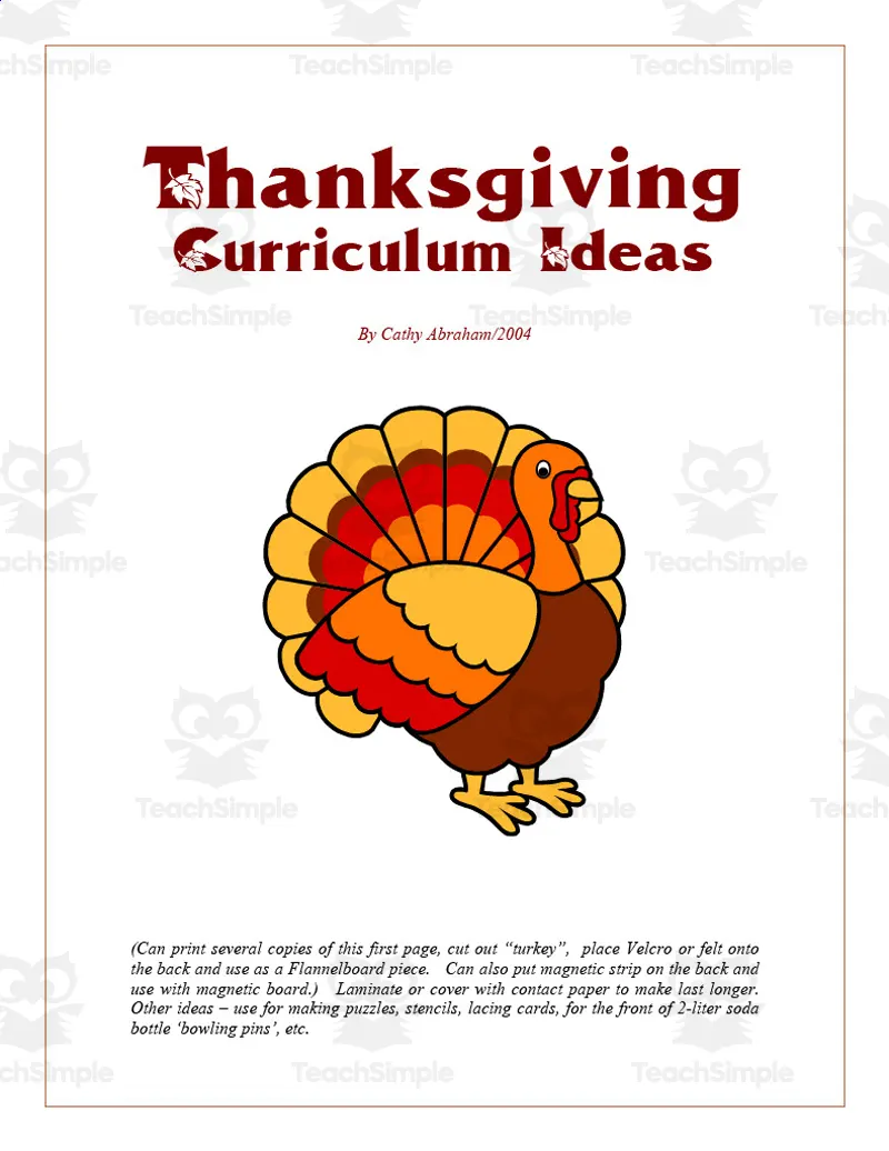 Thanksgiving Curriculum Pack by Teach Simple