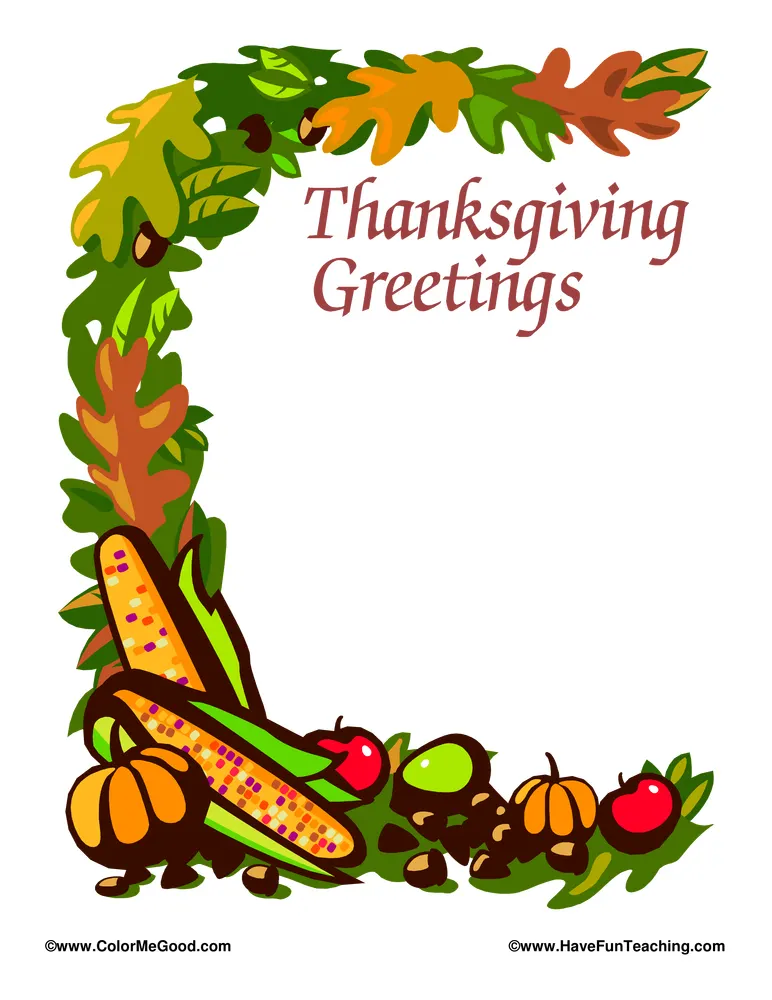 Thanksgiving Greetings Writing Paper by Teach Simple