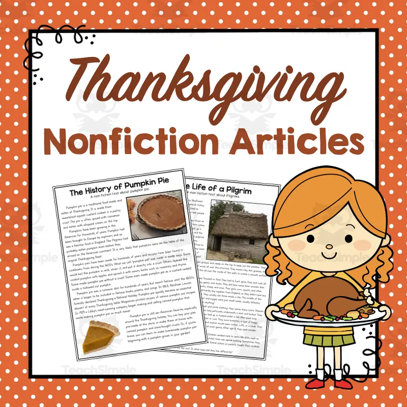 Thanksgiving Nonfiction Articles by Teach Simple
