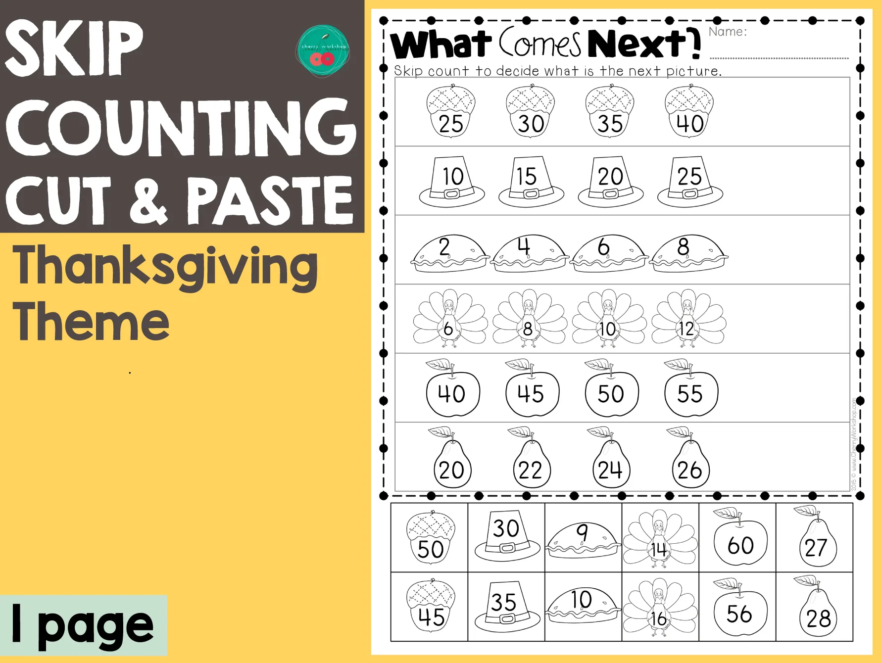 Thanksgiving Skip Counting by Teach Simple