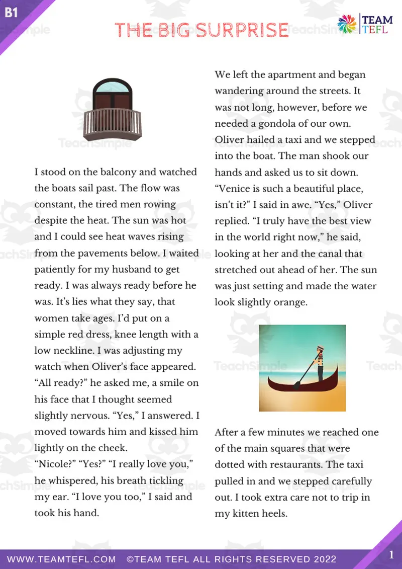 The Big Surprise Short Story | Intermediate Lesson Plan by Teach Simple