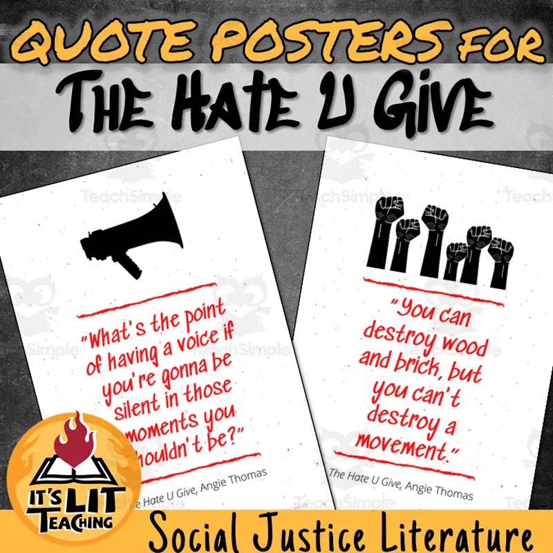 The Hate U Give Posters: 4 Quote Posters by Teach Simple