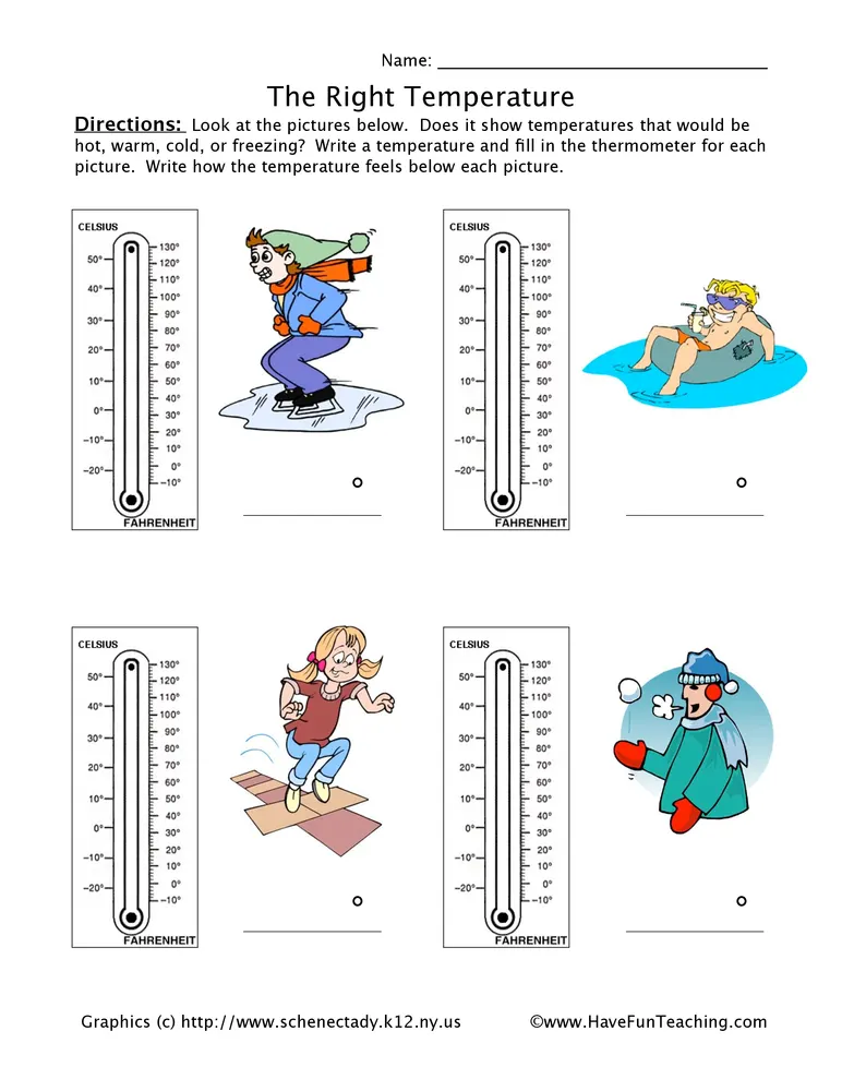 The Right Temperature Worksheet by Teach Simple