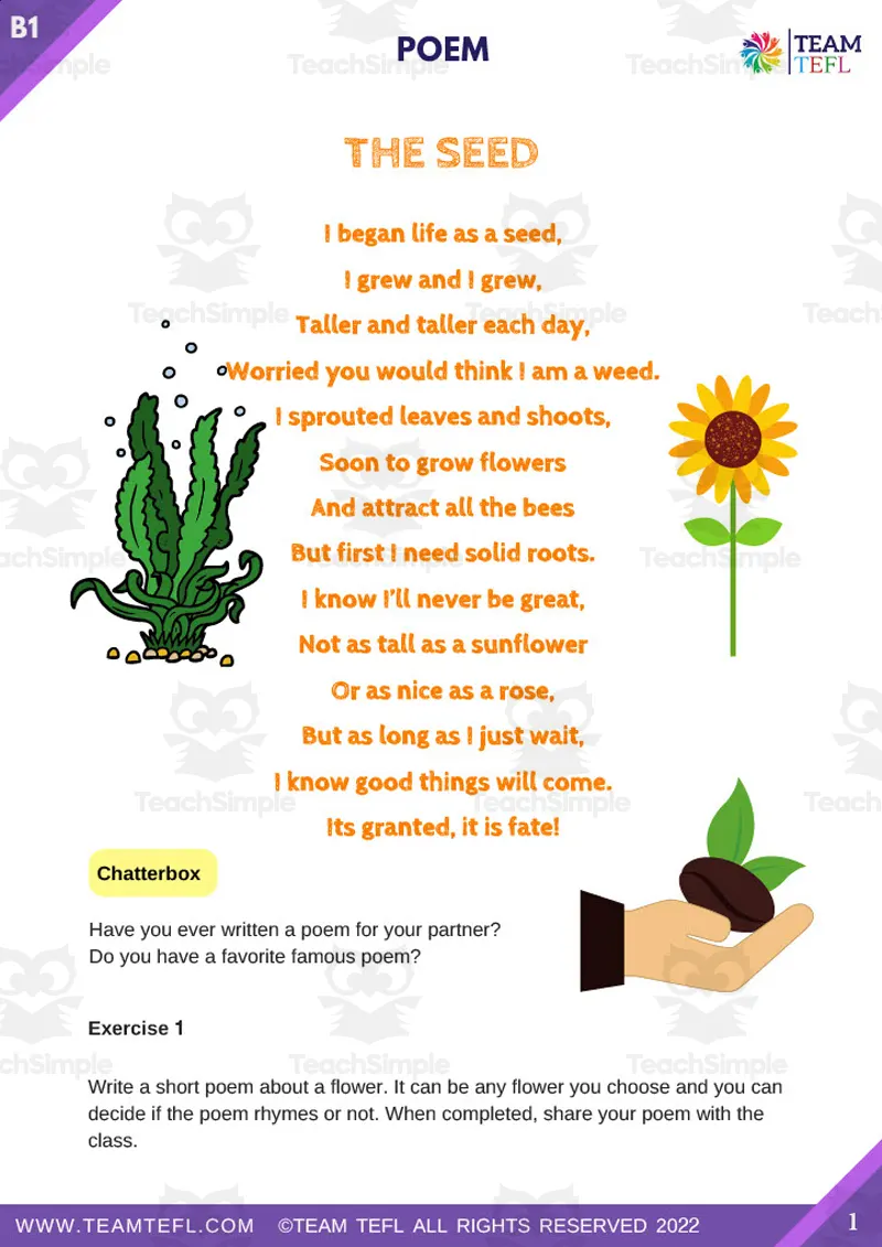 The Seed Poem | Intermediate Lesson Plan by Teach Simple