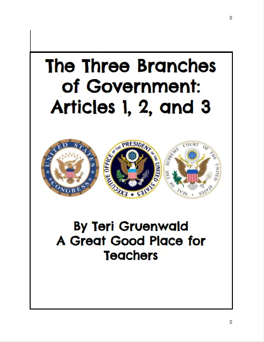 The Three Branches of Government: Articles 1, 2, and 3 by Teach Simple