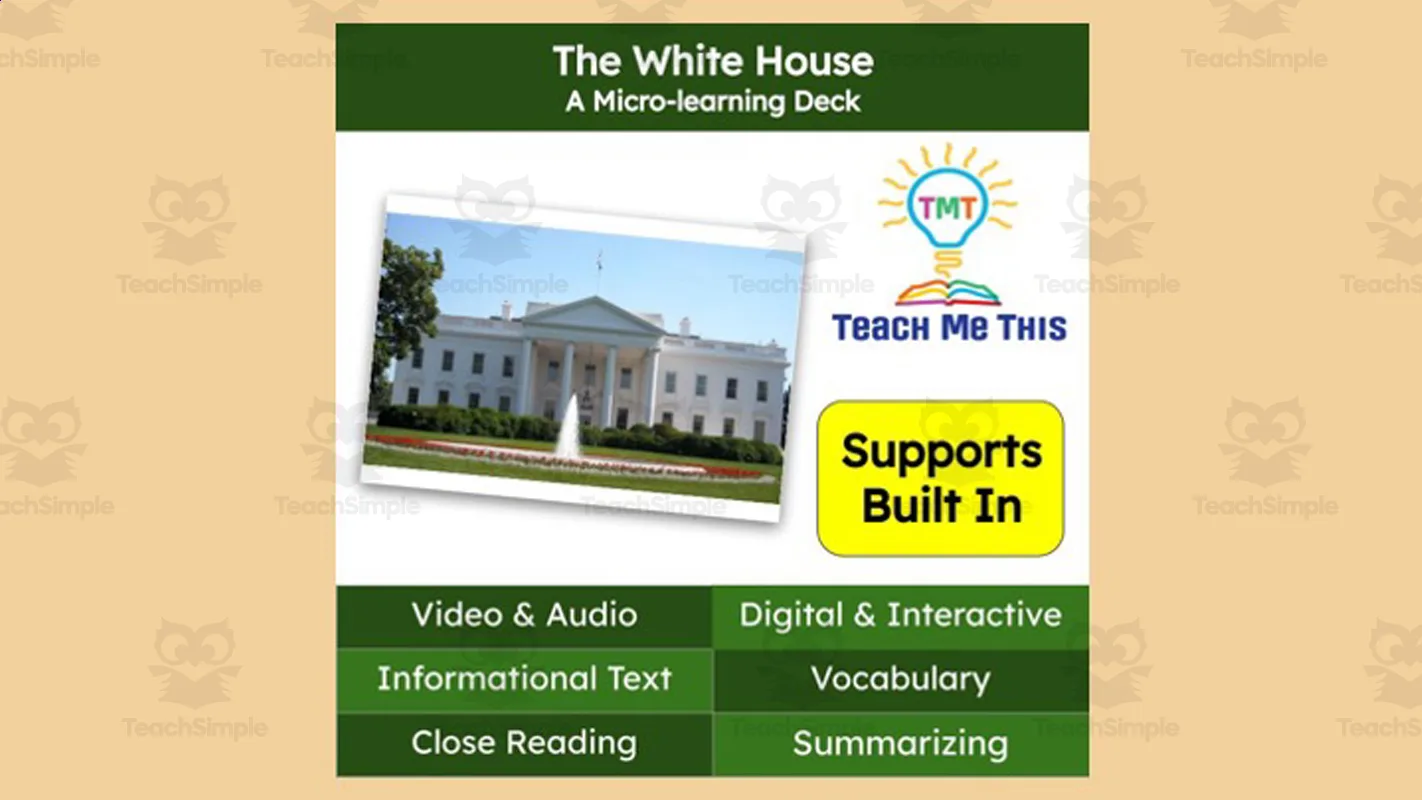 The White House | Reading Comprehension Deck | Interactive Lesson by ...