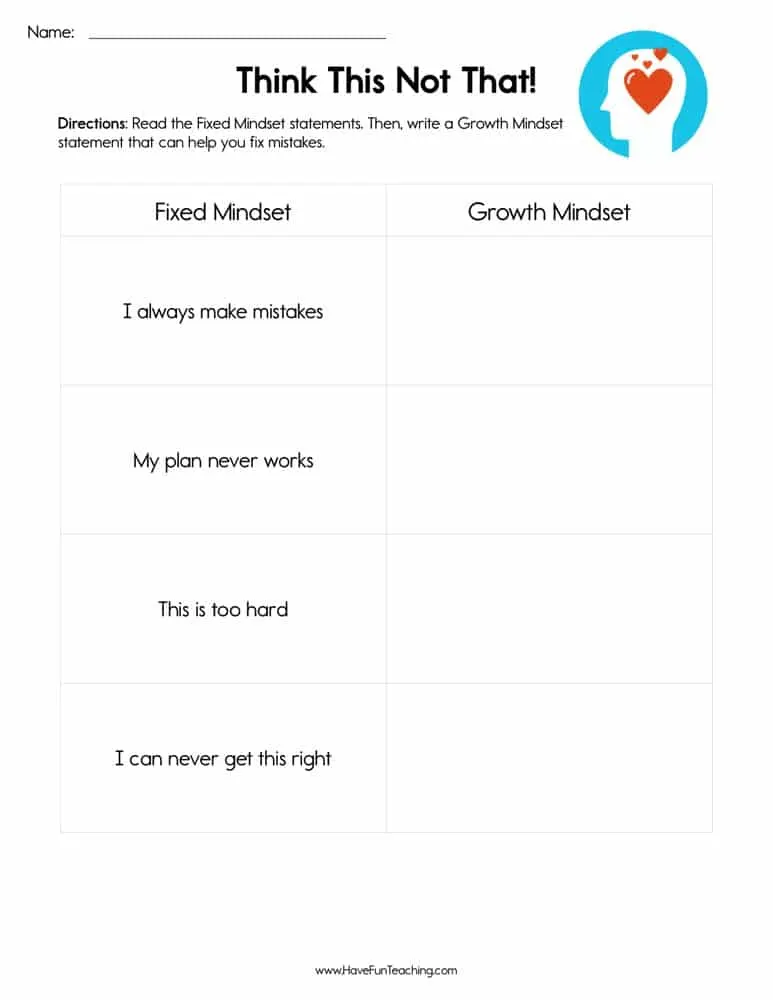 Think This not That Worksheet by Teach Simple
