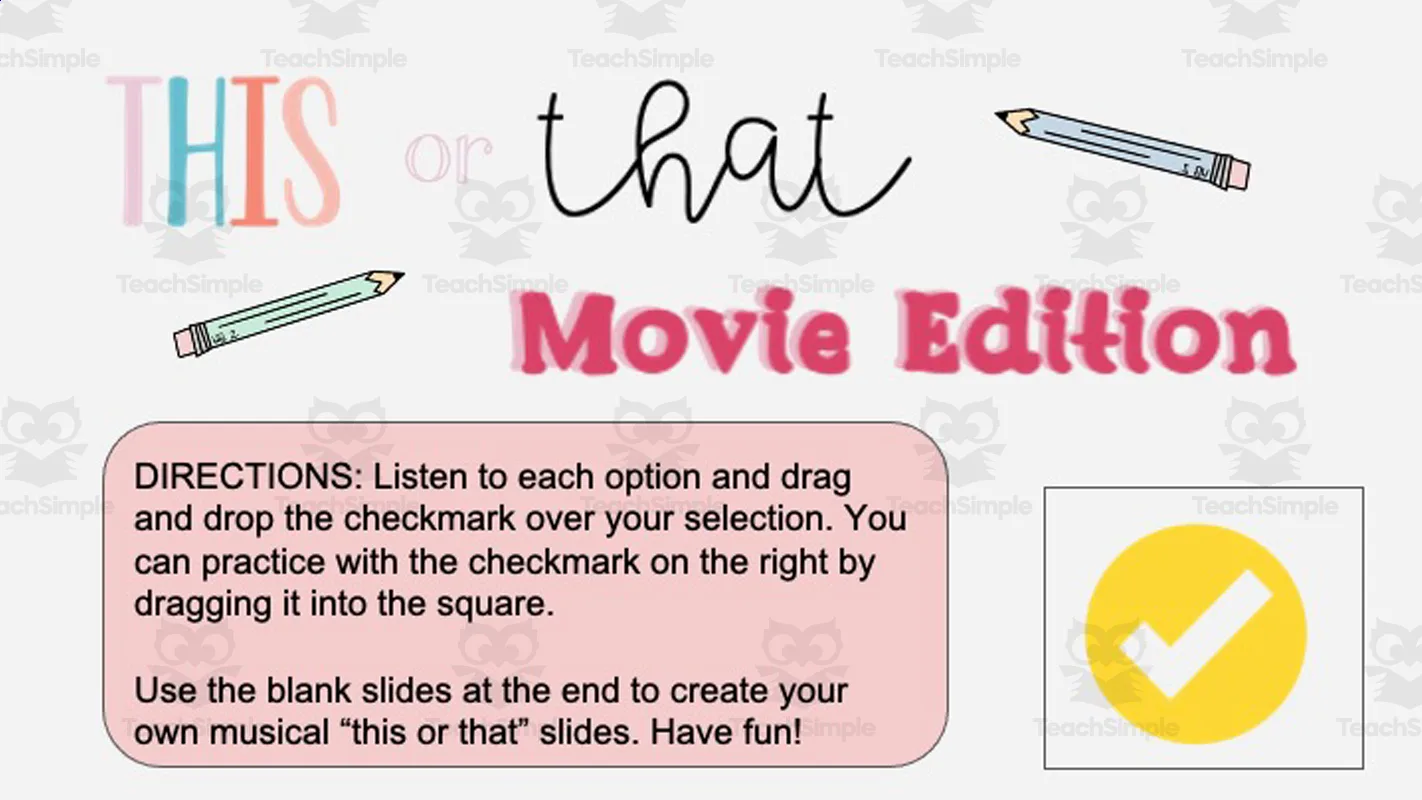 This or That Game: Movie Edition by Teach Simple