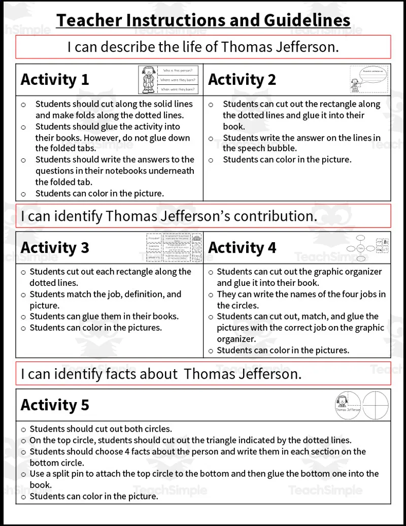 Thomas Jefferson Interactive Notebook by Teach Simple
