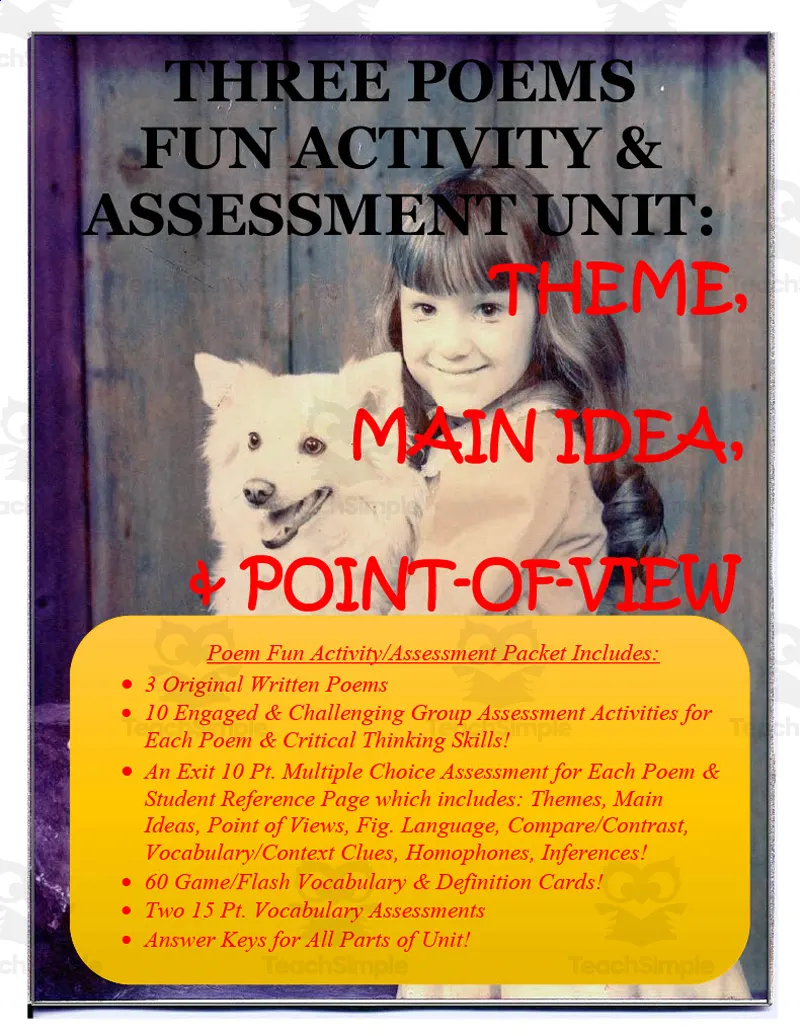 Three Poems Activity + Assessment Unit by Teach Simple