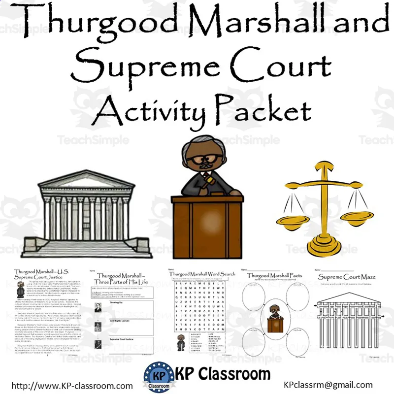 Thurgood Marshall and Supreme Court Activity Packet and Worksheets by ...