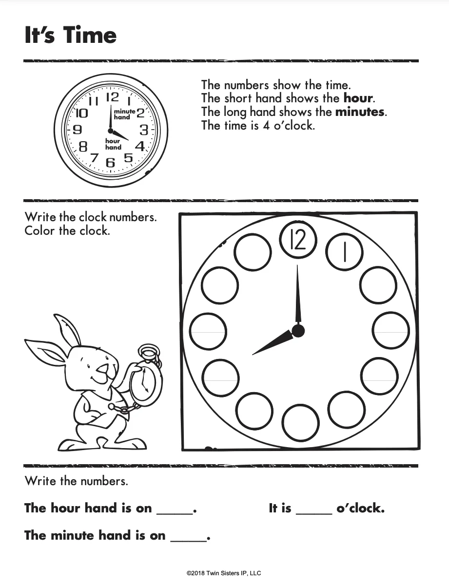 Time and Money Printable Workbook: Get Ready for 1st Grade: by Teach Simple