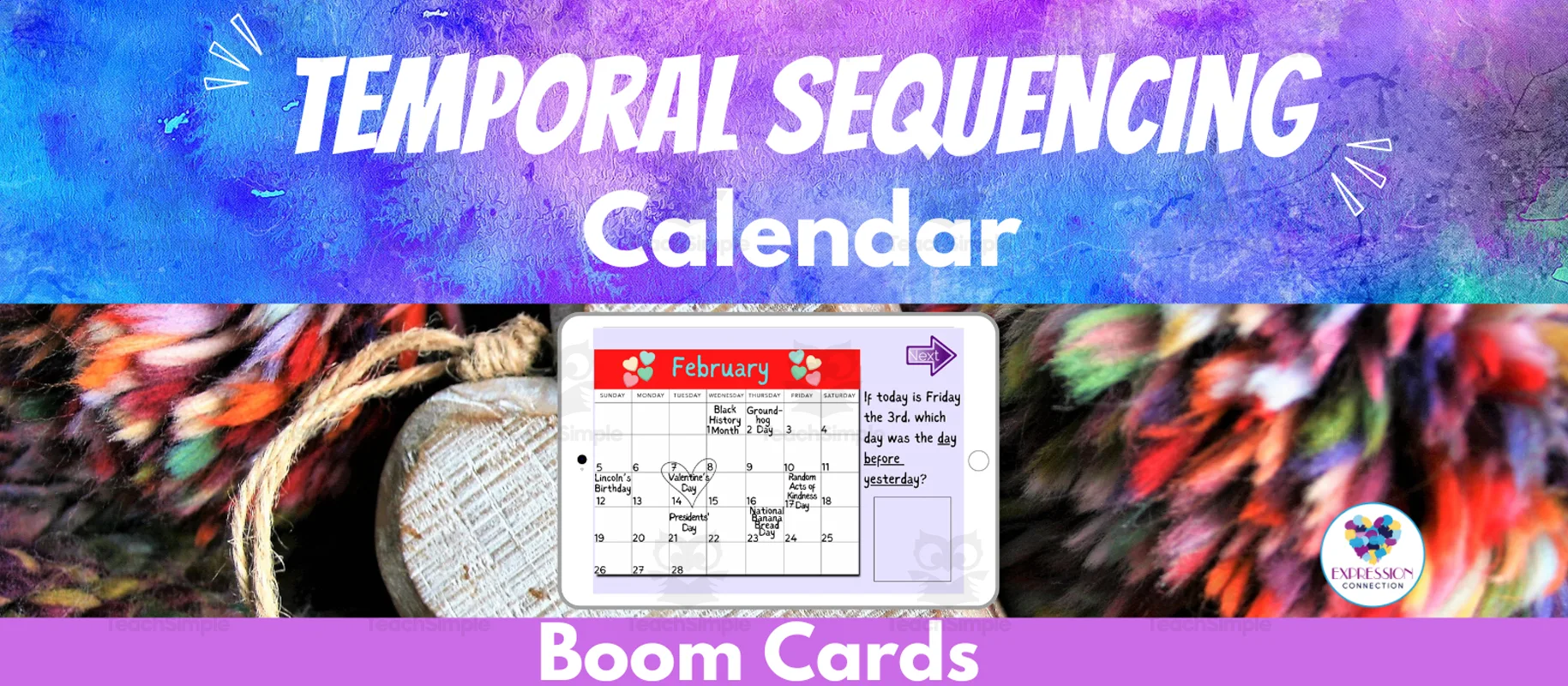 Time Sequence Temporal Sequencing Calendar Speech Therapy 3rd to 5th ...