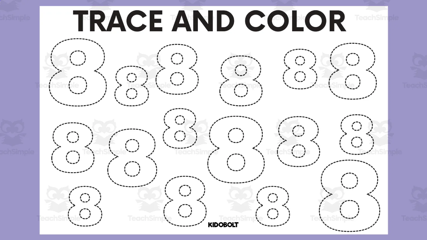 Trace and Color Number Shape - 8 by Teach Simple