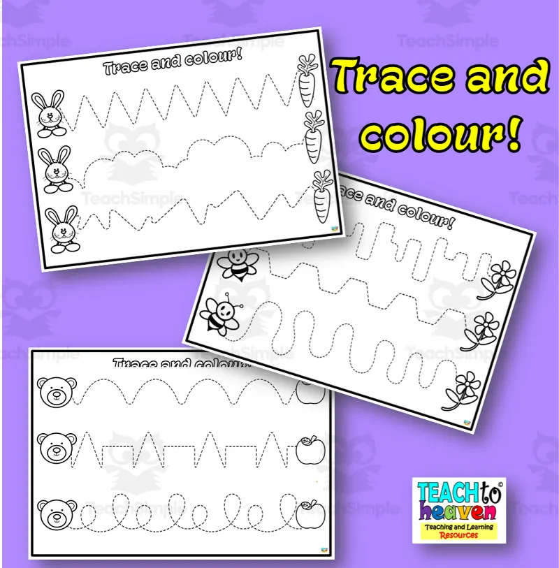 Trace and colour 1 by Teach Simple
