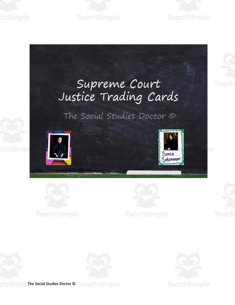 Trading Cards Project: Supreme Court Justice by Teach Simple
