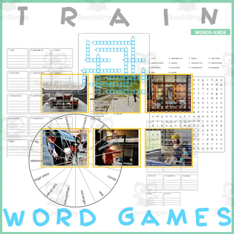TRAIN: Word Games with Puzzles Crossword Wordsearch Anagram by Teach Simple