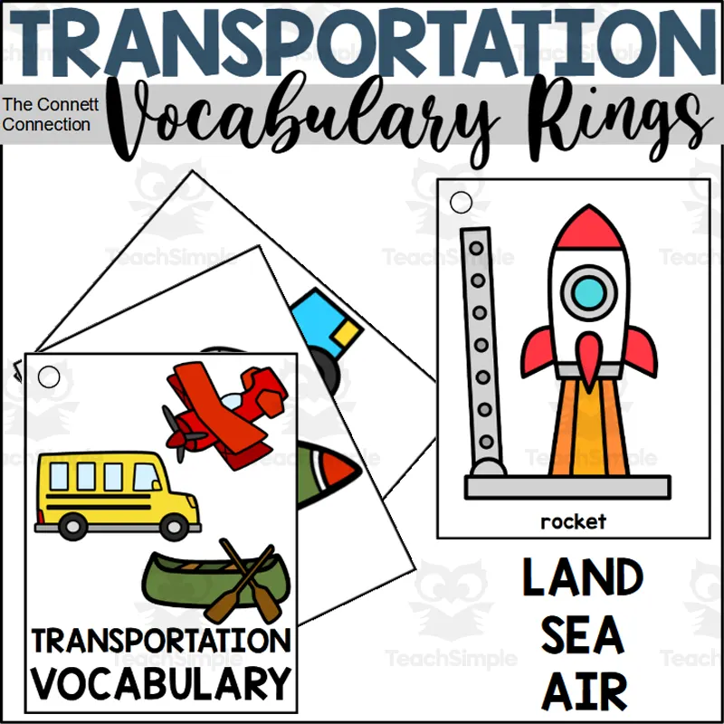 Transportation Vocabulary Rings by Teach Simple