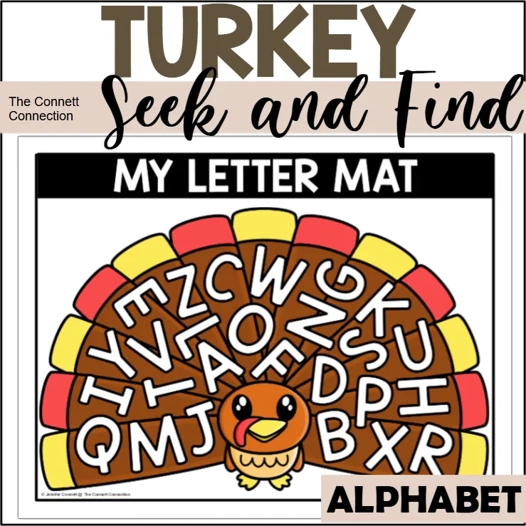 Turkey Letter Recognition Seek and Find Mats by Teach Simple