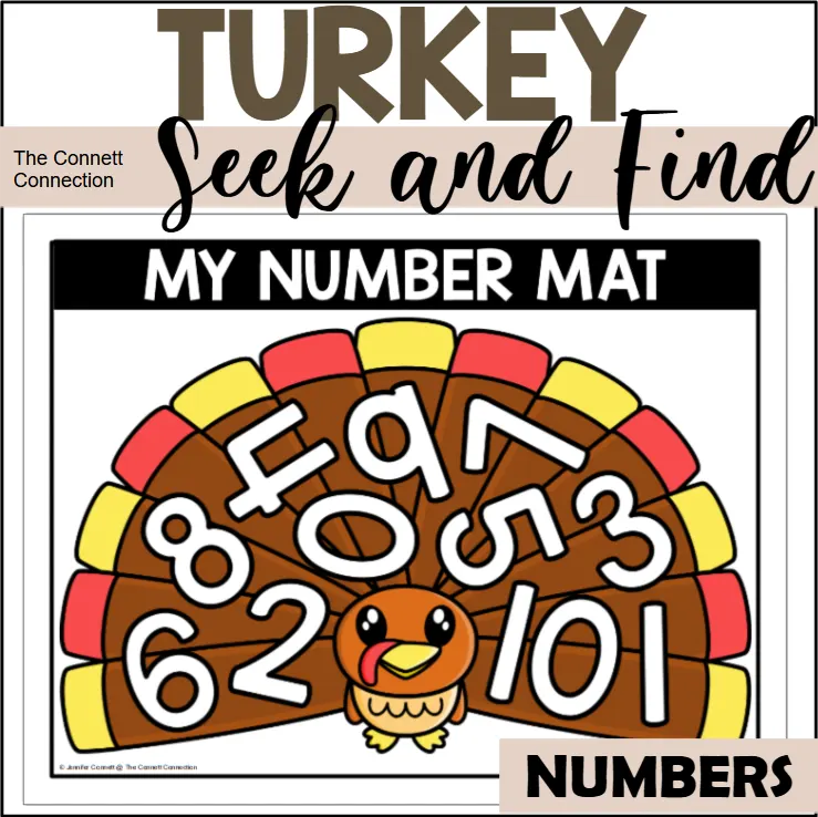 Turkey Number Seek and Find Mats by Teach Simple