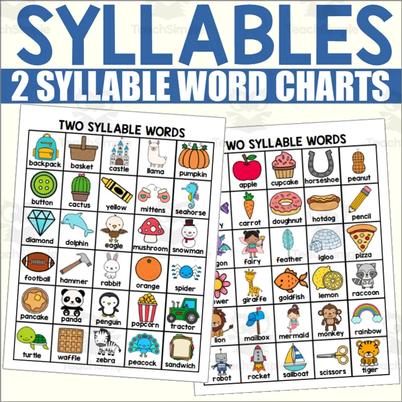 Two Syllable Word Charts by Teach Simple