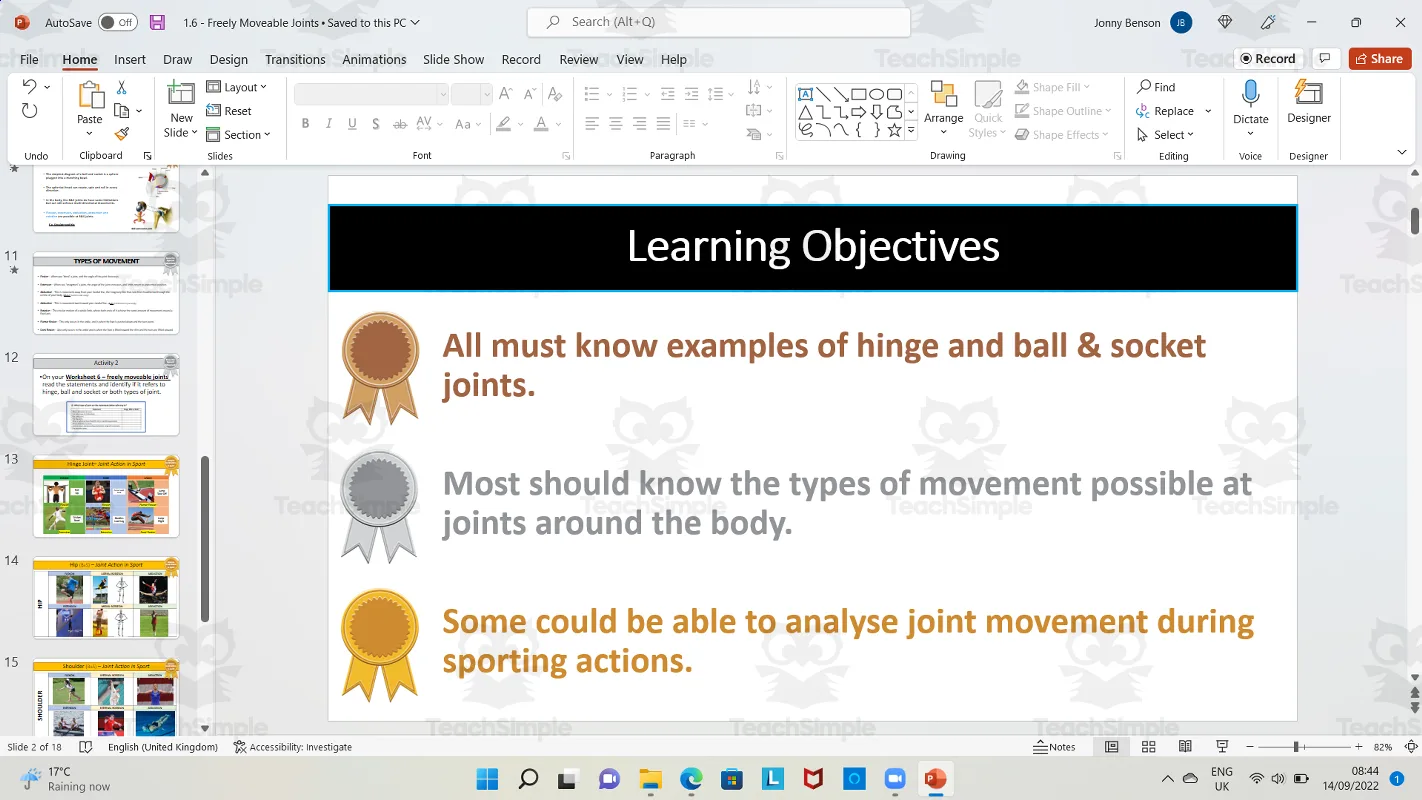 Types of Freely Movable Joints by Teach Simple